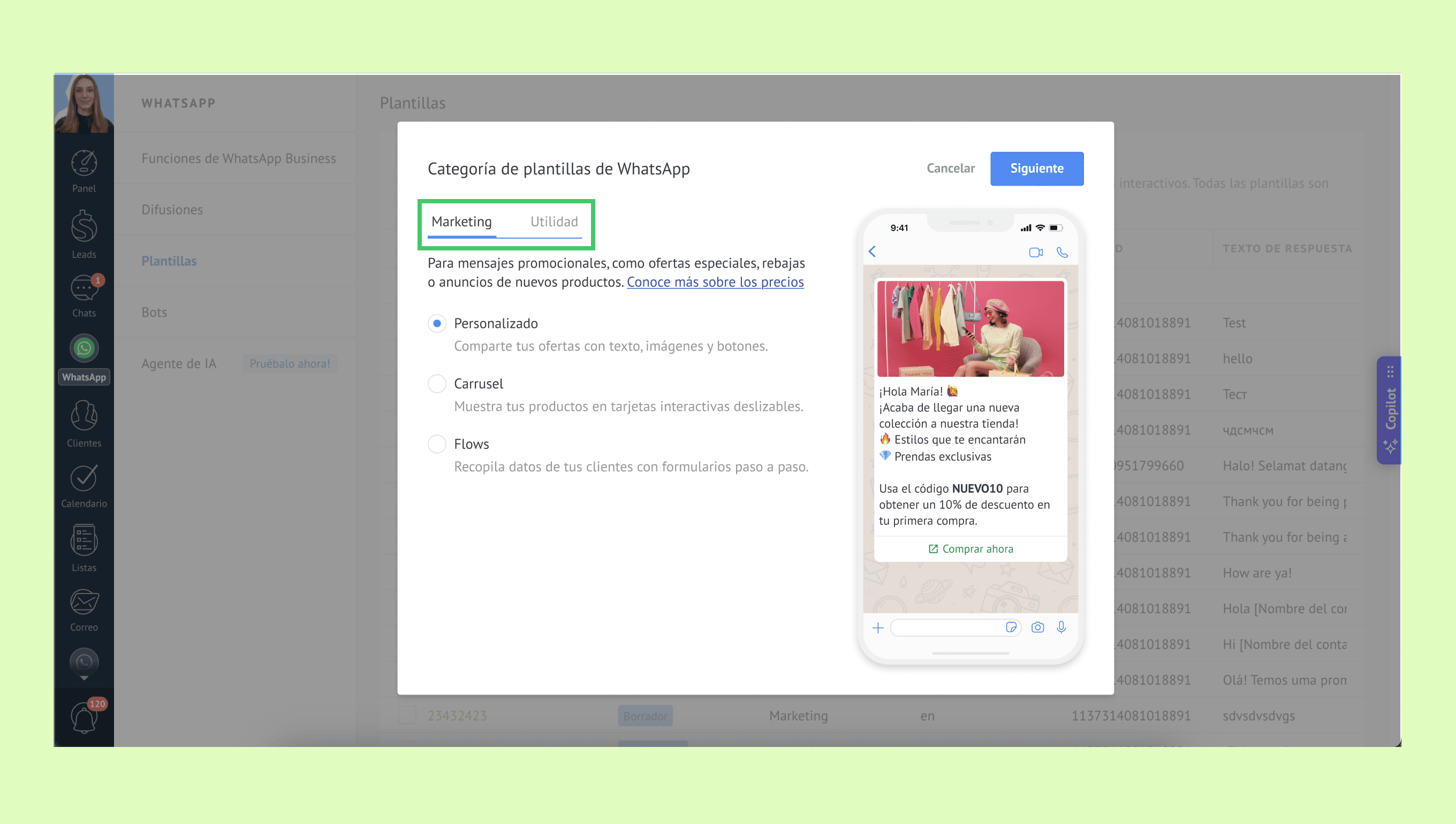 Gestiona plantillas de mensajes de WhatsApp Business — Kommo