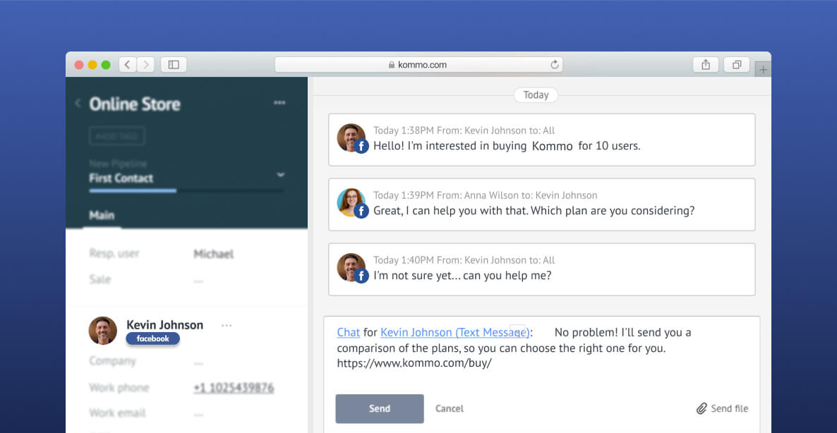 Facebook Messenger integration — Kommo